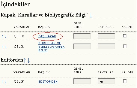 Açık Hava Kütüphanesi: OJS İçindekiler Sayfasında Dosya Etiketi Düzenleme