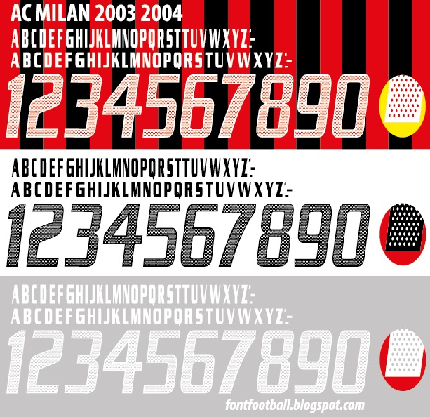 FONT FOOTBALL: Font Vector AC Milan 2003 2004 kit