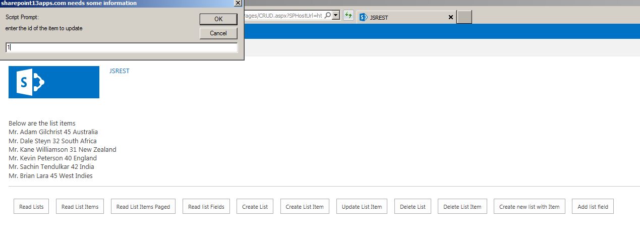 SharePoint Home: REST operations using SharePoint Hosted Apps