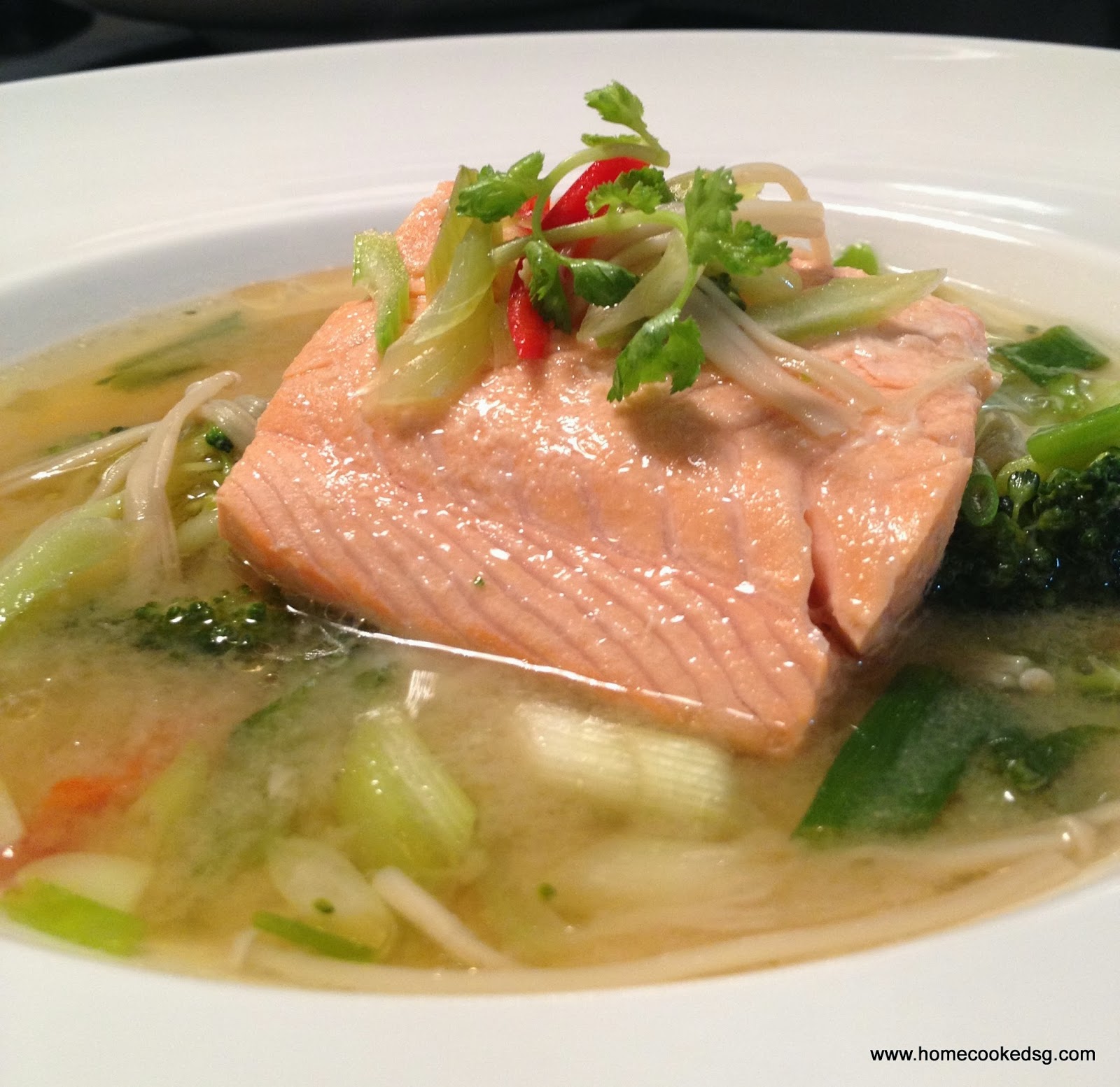 Culinary Kitchenette: Salmon Poached in Miso Broth by Jonathan Tan