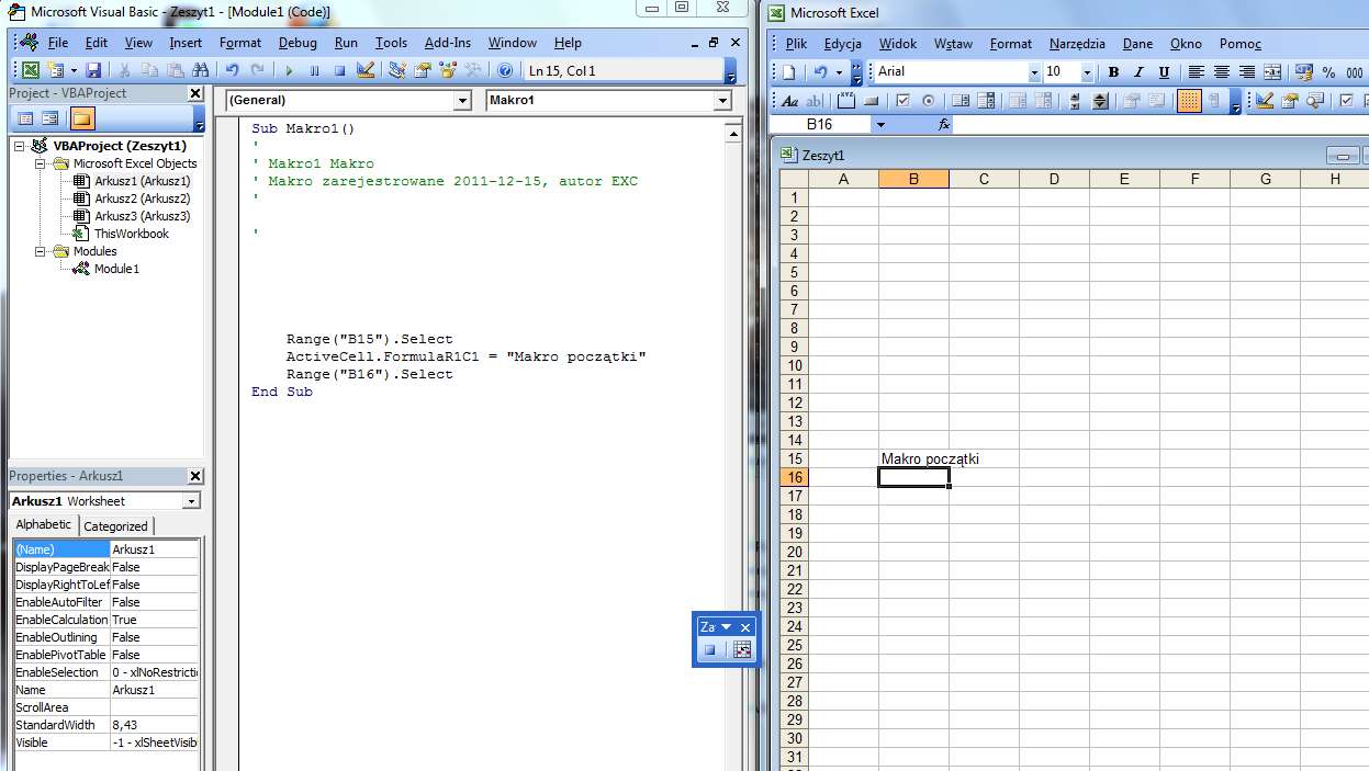 Excel porady Makra VBA: Rejestrowanie makra