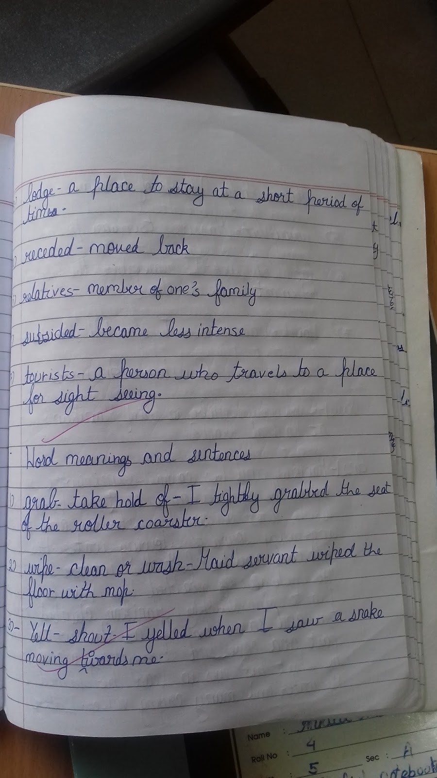 English notebook and workbook