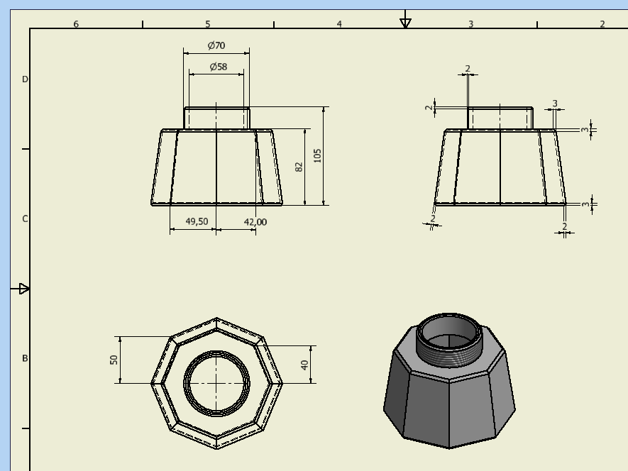 Studie i Teknisk Tegning : Inventor