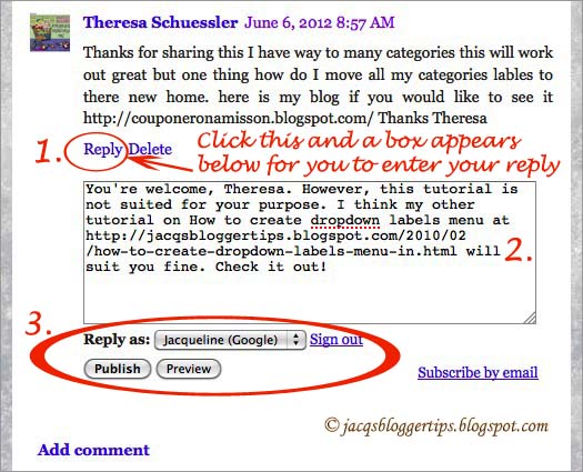 Jacq's Blogger Tips: Enable Threaded Comments on your Blogger Blogs