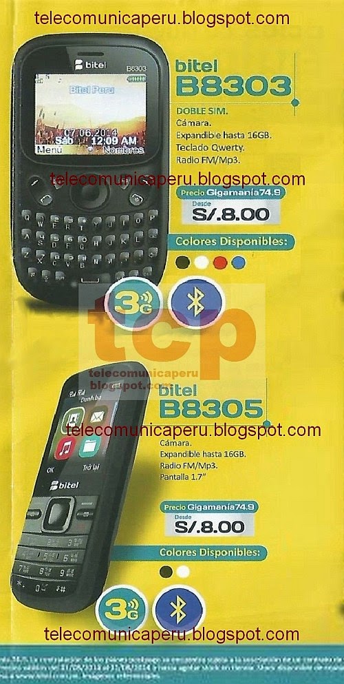 Telecomunicaciones Perú: Catálogo de equipos Bitel Agosto 2014