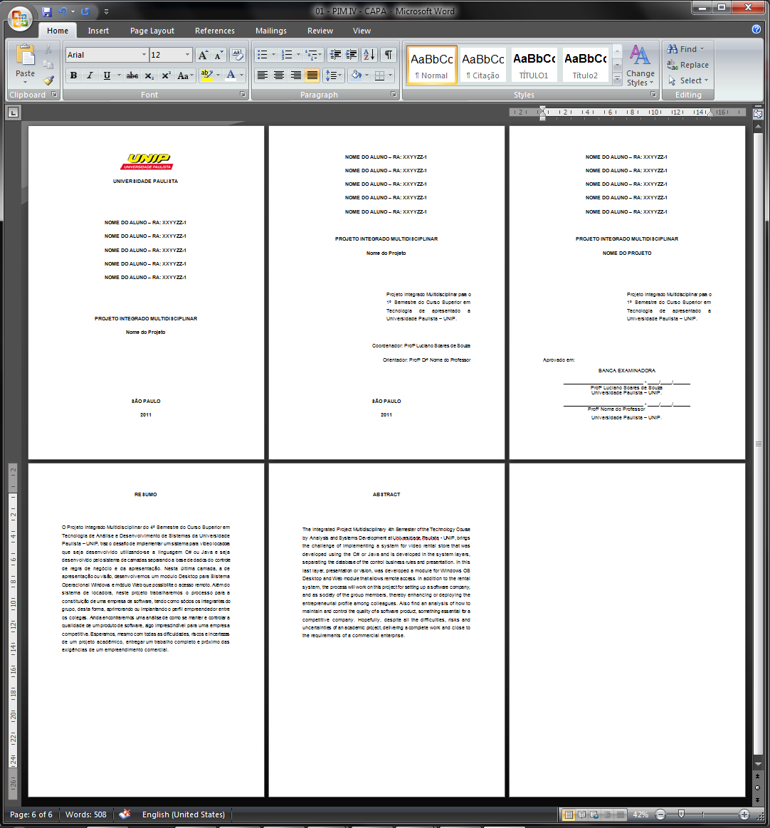 Capas De Trabalho Unip - RETOEDU