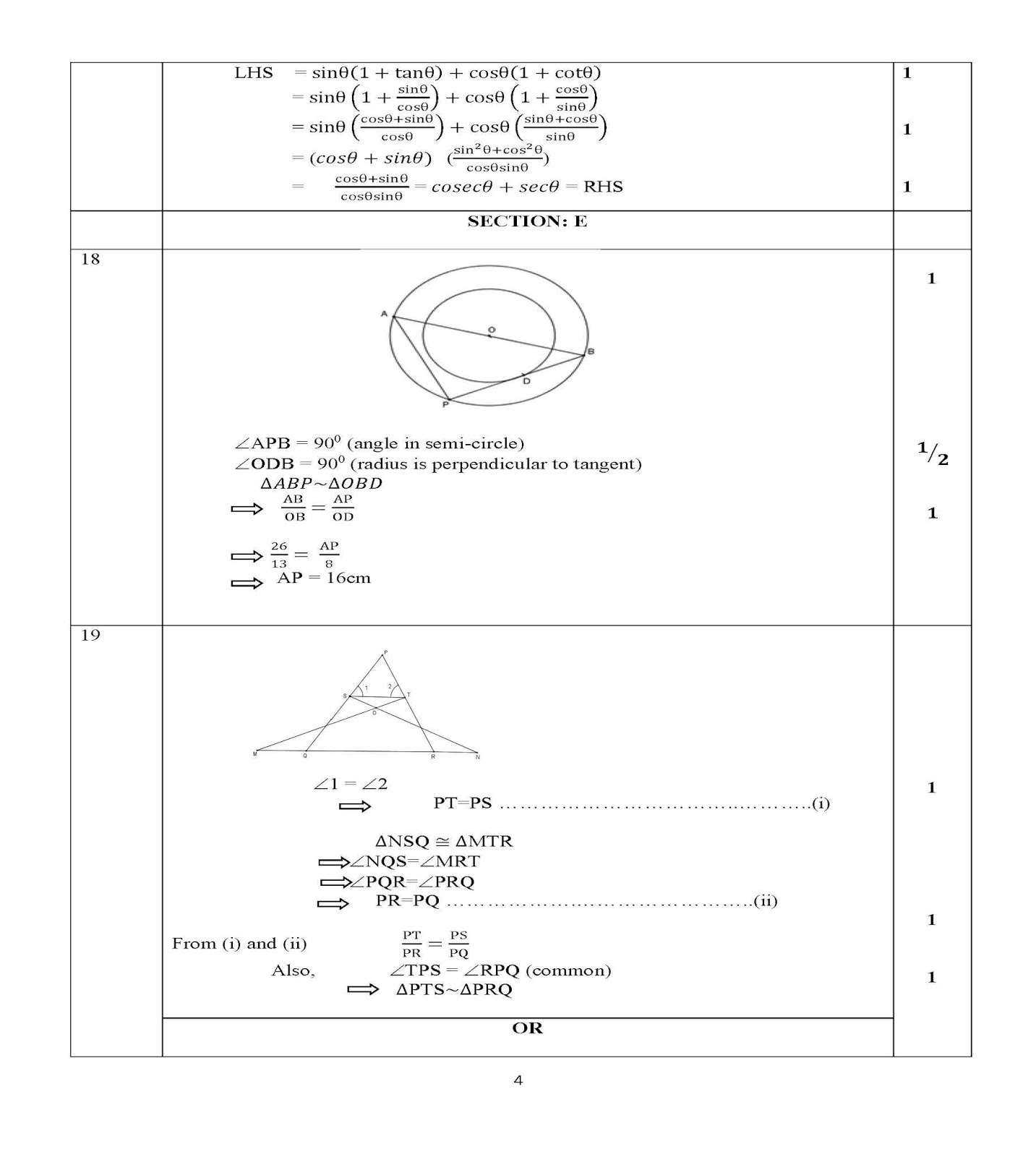 Class X MATHEMATICS CBSE SAMPLE PAPER MARKING SCHEME 2018–2019