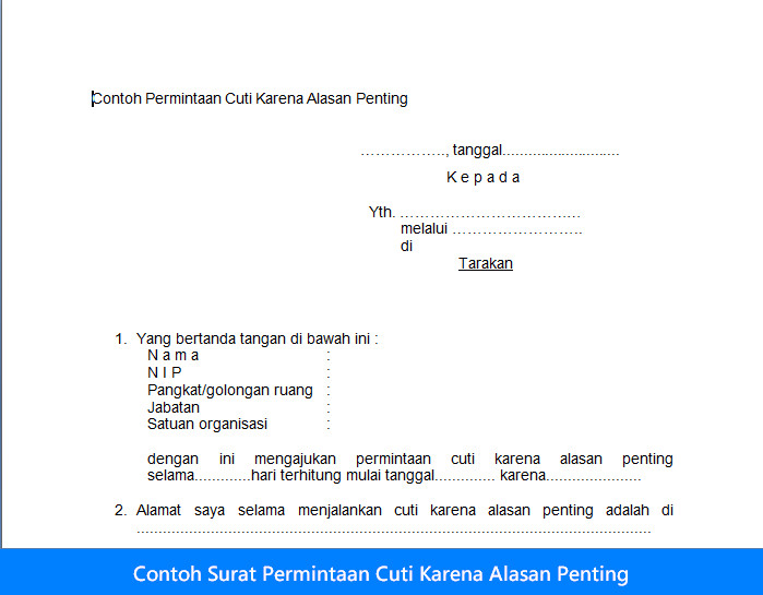 Download Contoh Surat Permintaan Cuti Karena Alasan Penting format ...