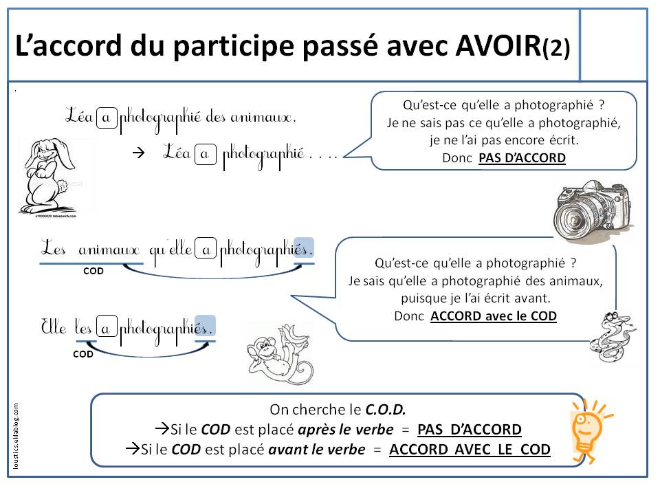 Blog de Français FCPyS UNAM: L'accord du COD aux temps composés