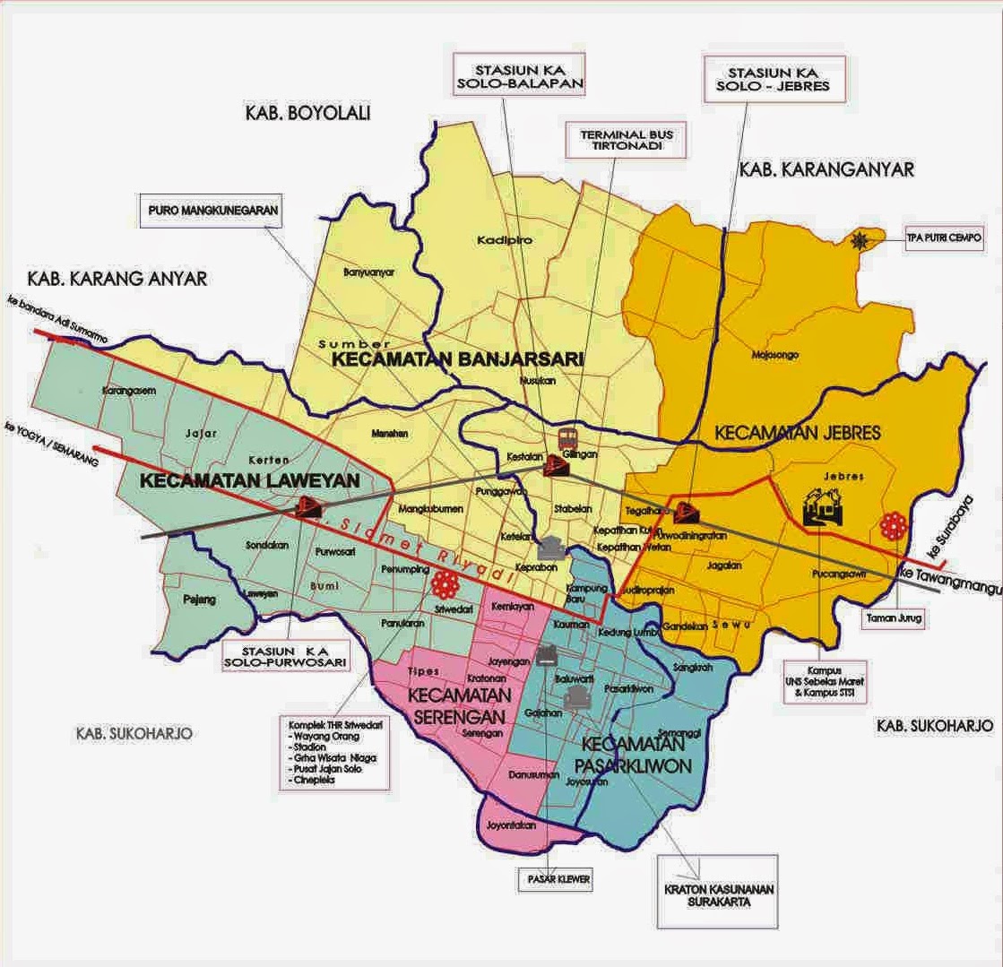 > Peta Lengkap Indonesia: Peta Wilayah Kota Surakarta