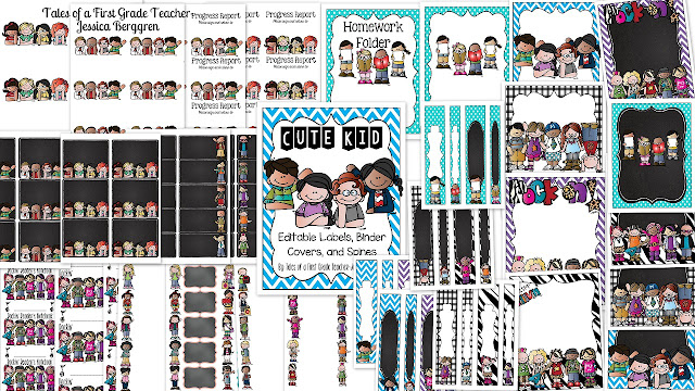 Tales-of-a-First-Grade-Teacher: Cute Kids Editable Bundle