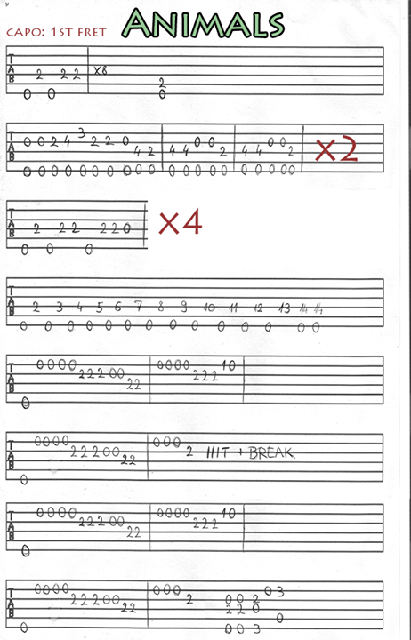 | AKUSTIČNA GITARA |: ANIMALS GUITAR TAB NOTES