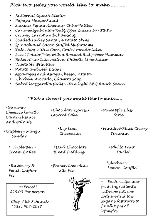 The Cooking Schaack: Healthy Cooking Class Menu For Couples