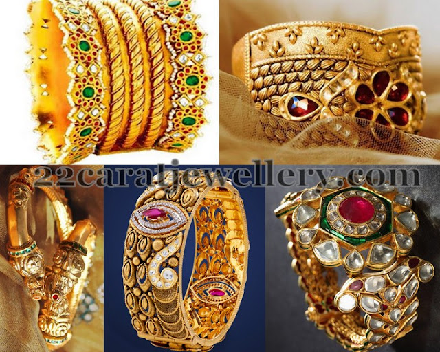 Splendid Broad Gold Bangles - Jewellery Designs