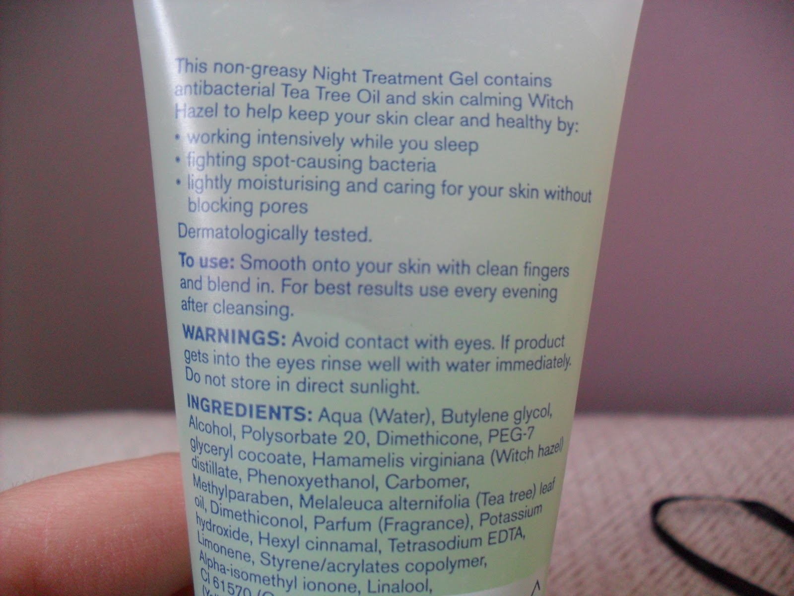 Charlotte Jessica: Boots Tea Tree & Witch Hazel Night Treatment Gel