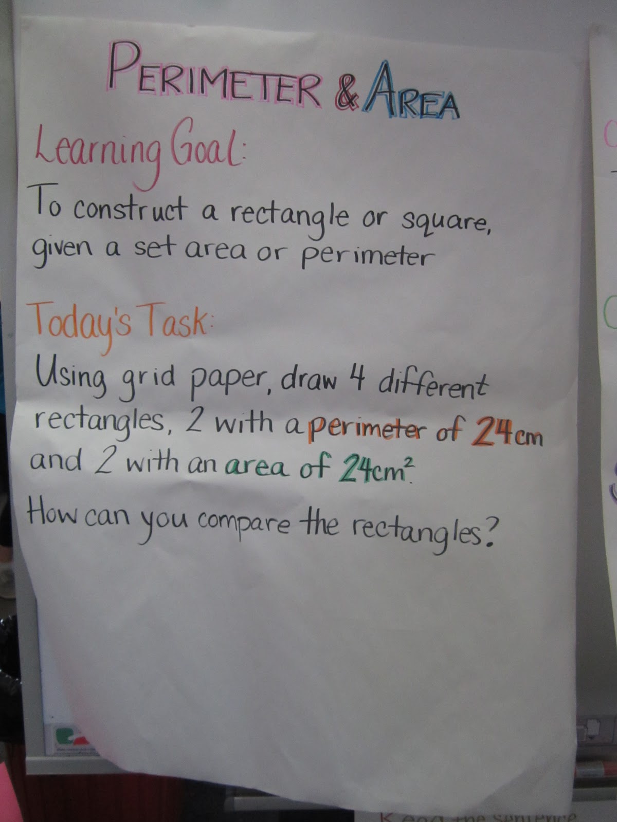 Miss A's Class Ideas: Perimeter and Area Challenge