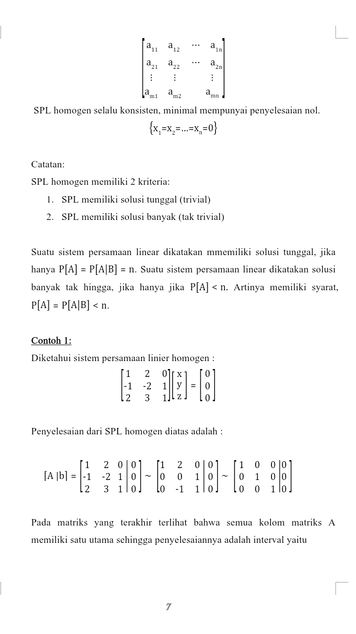 Aljabar Linear I ~ Sistem Persamaan Linear - Pembahasan matematika