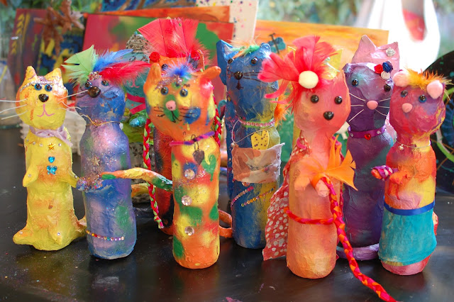 Sunnyside Art House: Colourful Paper Mache Cats