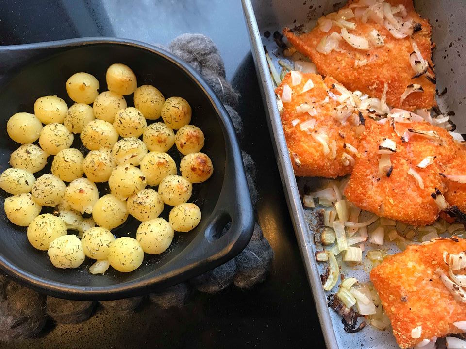 Ofnbakaður fiskur í raspi