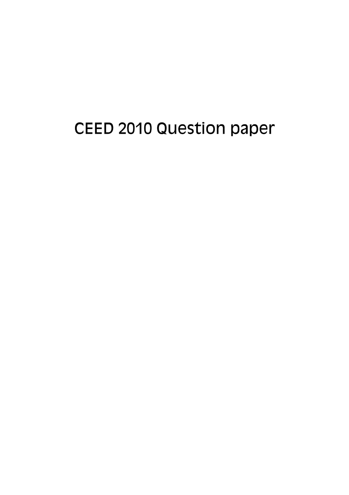 CEED 2010 Question Paper