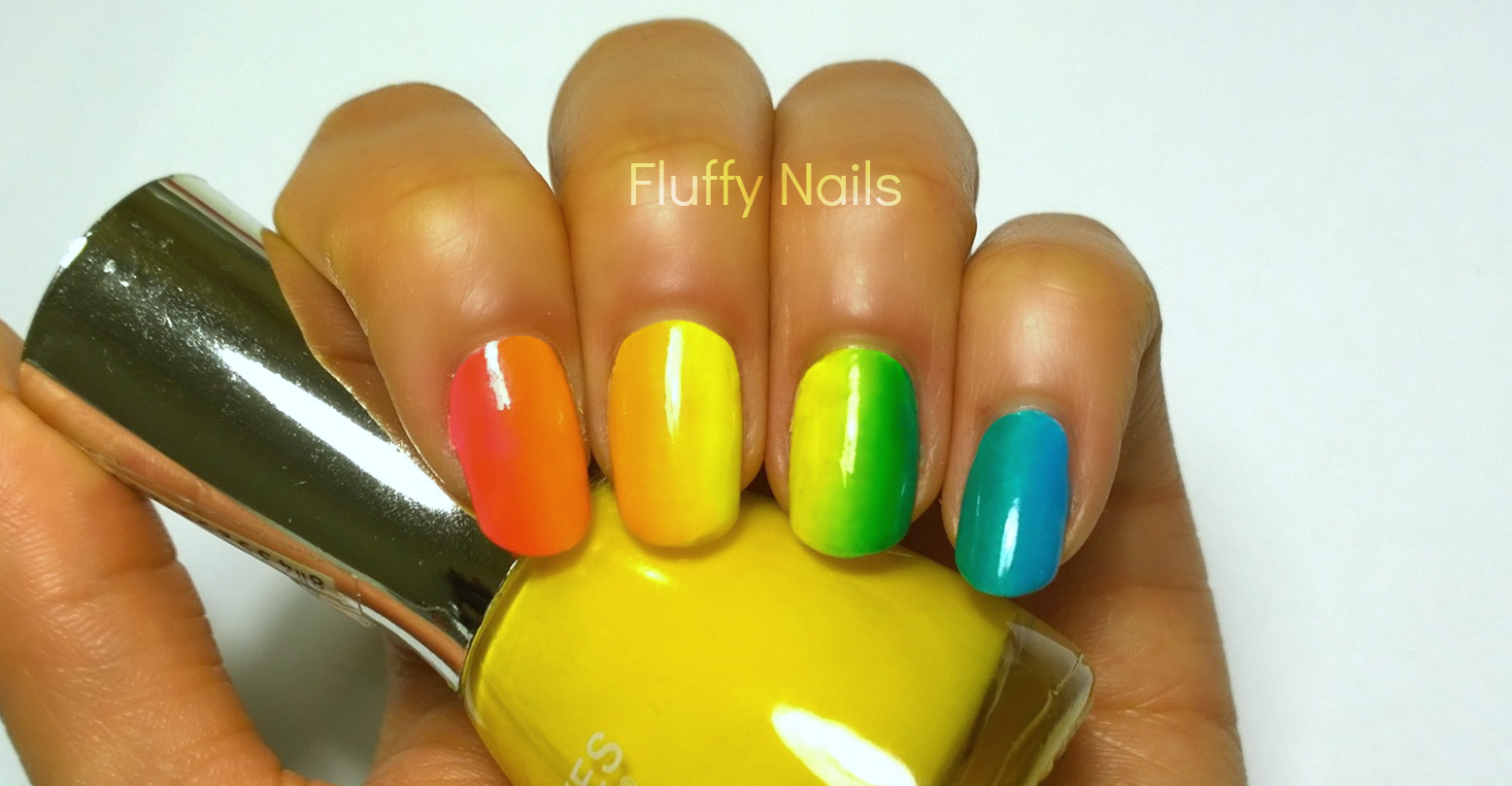 Fluffy Nails: Nail-art dégradé arc-en-ciel fondu parfait / Rainbow ...