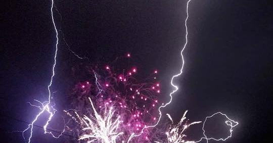 NM Lightning & Fireworks - Video Of Lightning Strike That Hit Firework.