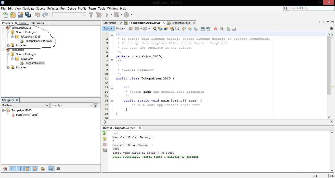 BELAJAR NETBEANS 1 (INPUT SCANNER) - My Scratch