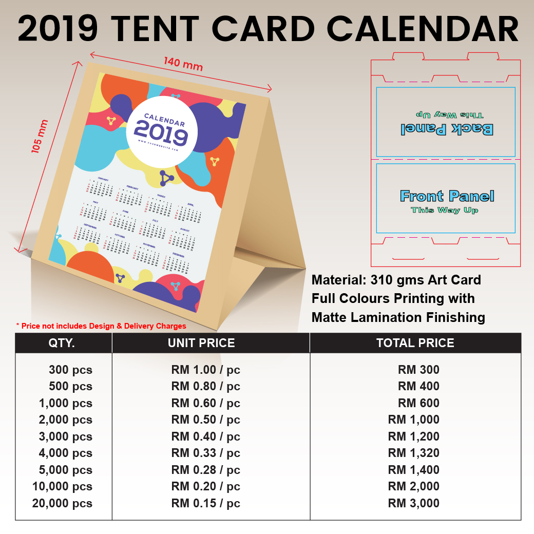 RekaPrint: Price List untuk Cetakan Kalendar Meja 2019