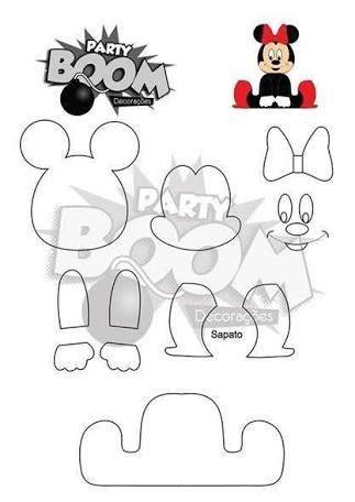 Molde da Minnie Mouse Disney artesanato em feltro lembrancinha de festa ...