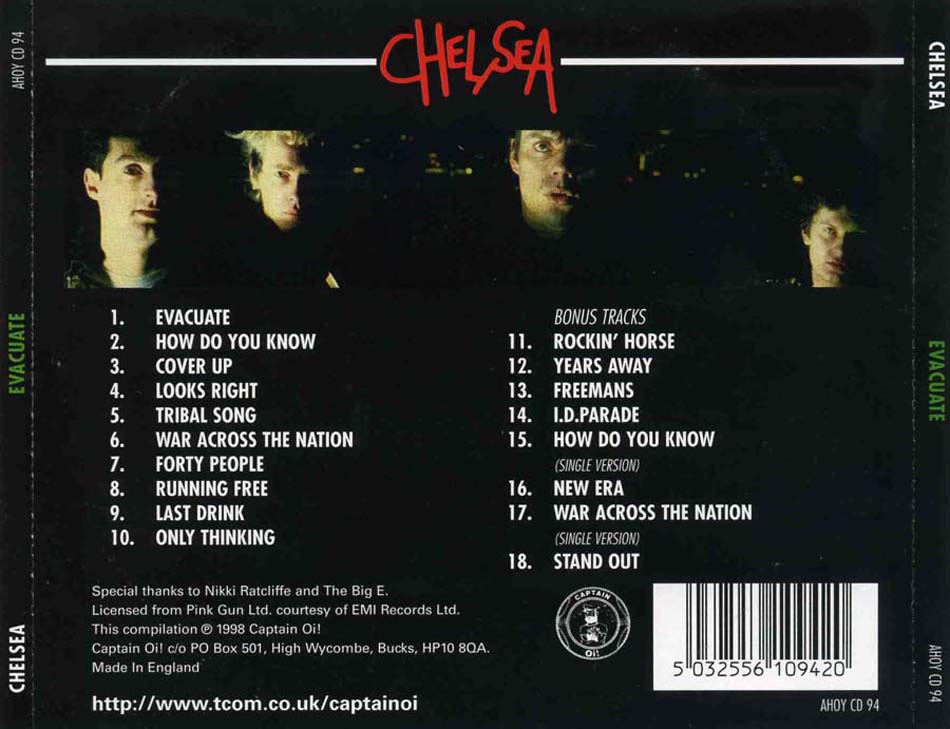 THE SKY IS BLUE AGAIN: Chelsea - Chelsea, Evacuate, The Punk Singles ...