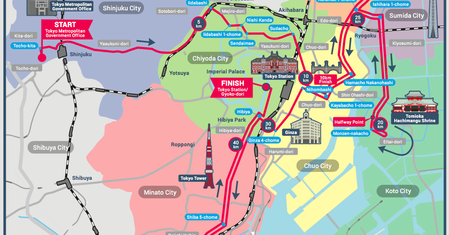 Tokyo Marathon 2018: Course Movie and Course Map