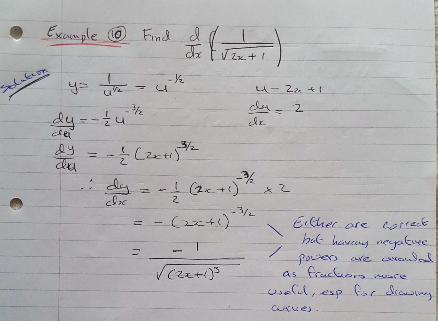 A Level Maths Notes: A2 Differentiation Chain Rule Part 2