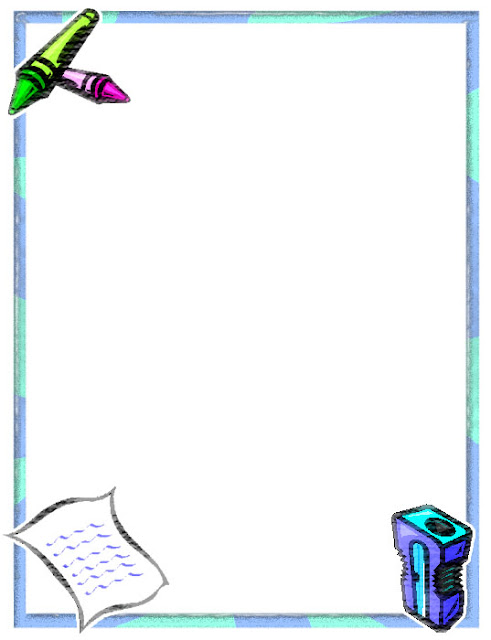 Bordes Decorativos: Bordes decorativos de material escolar para imprimir