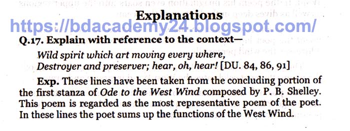 Explanations (Ode to the west wind – Percy Bysshe Shelley) - English ...