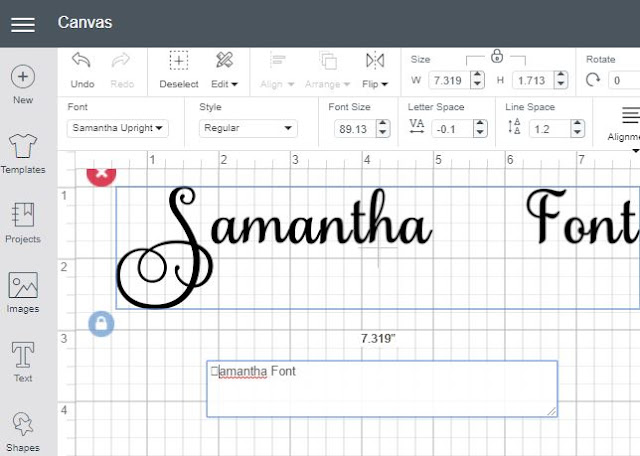 Using the Samantha Font In Cricut Design Space
