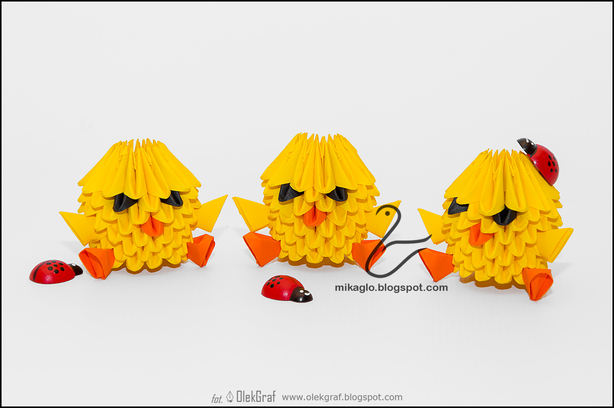 Origami 3d - mikaglo: 392. Kurczaczki do koszyczka / 3d origami baby ...
