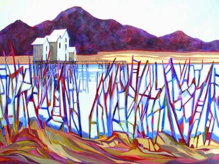 Daily Painters Abstract Gallery: Contemporary landscape painting "Fence ...