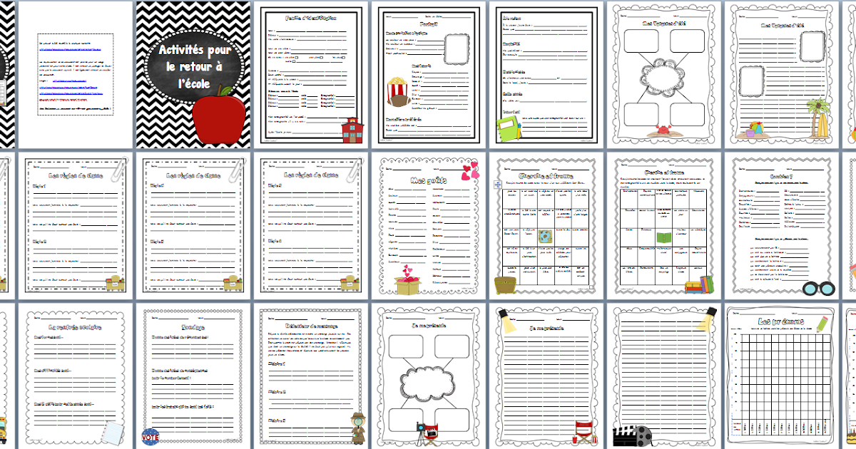 Activités pour le retour à l'école