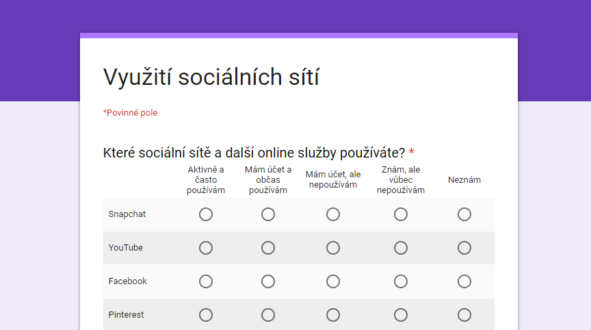 Pedagogicke.info: Anketa pro žáky: Využití sociálních sítí