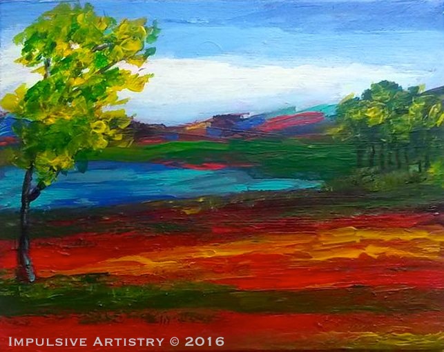 Impulsive Artistry : Red Field, Acrylic Painting – Experimenting with ...