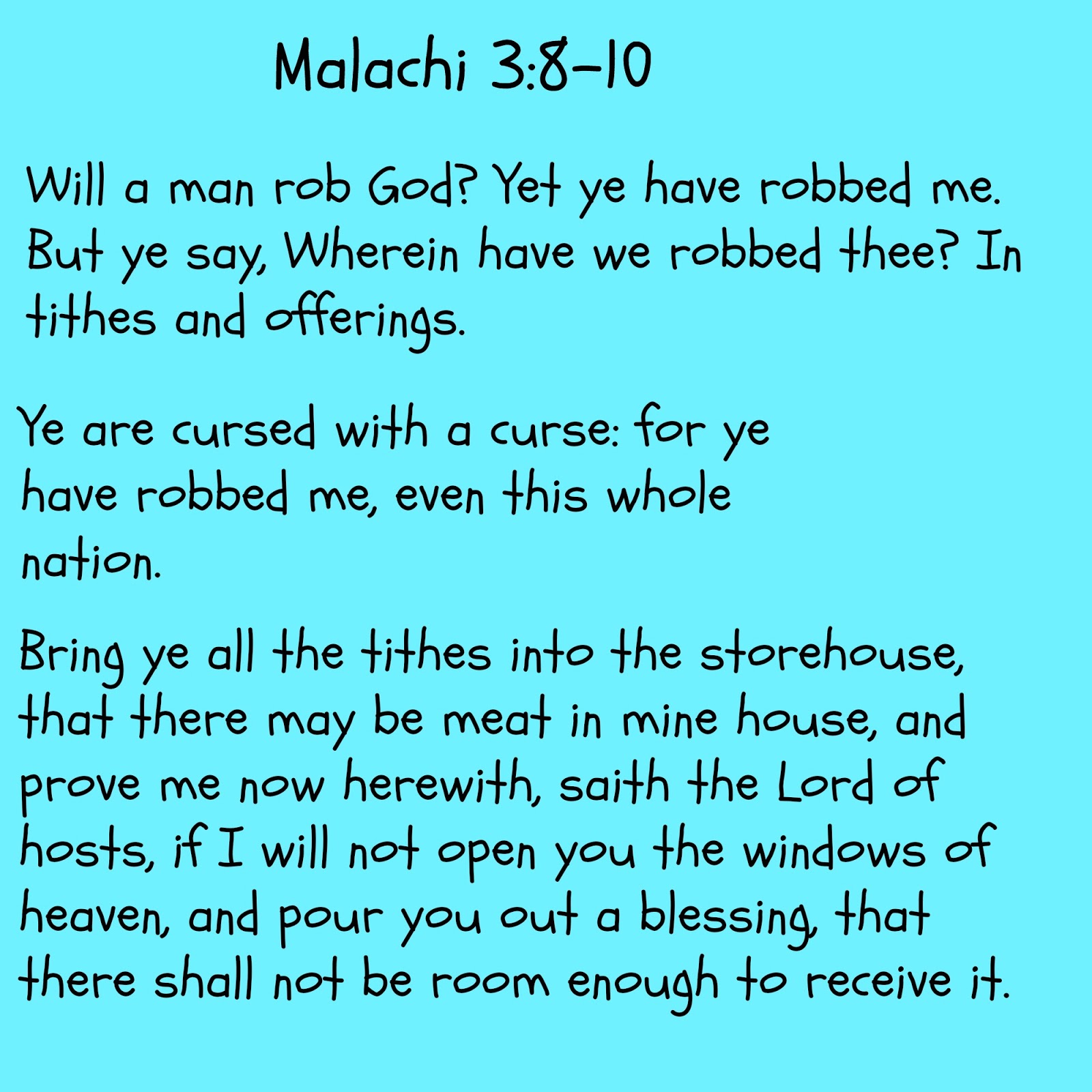 Scripture of the Week Malachi 3:8-10