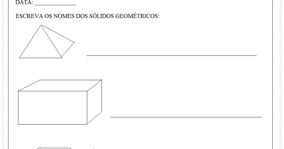 FÉ NA EDUCAÇÃO: Escreva os nomes dos sólidos geométricos