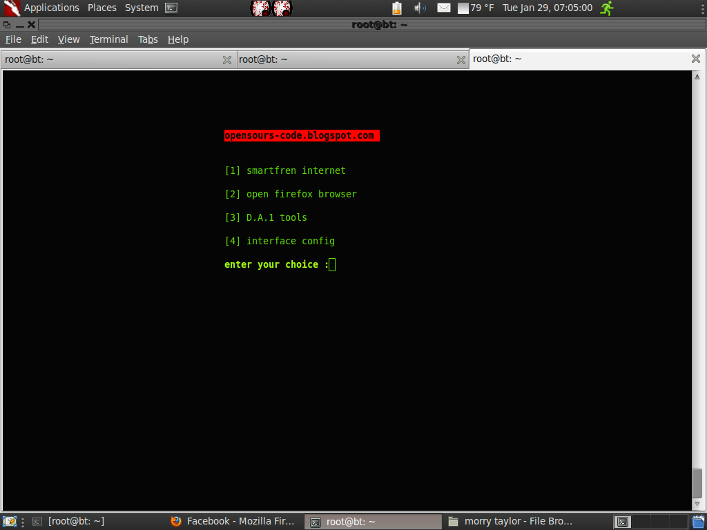 nitro25: create menu in terminal with TPUT