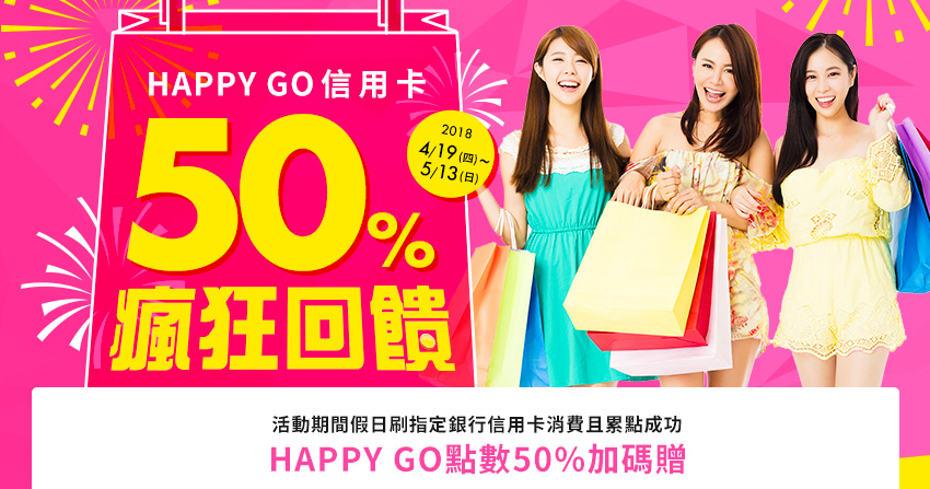 【HAPPY GO】聯名卡最高5倍點數+假日加碼50%！ @ 符碼記憶