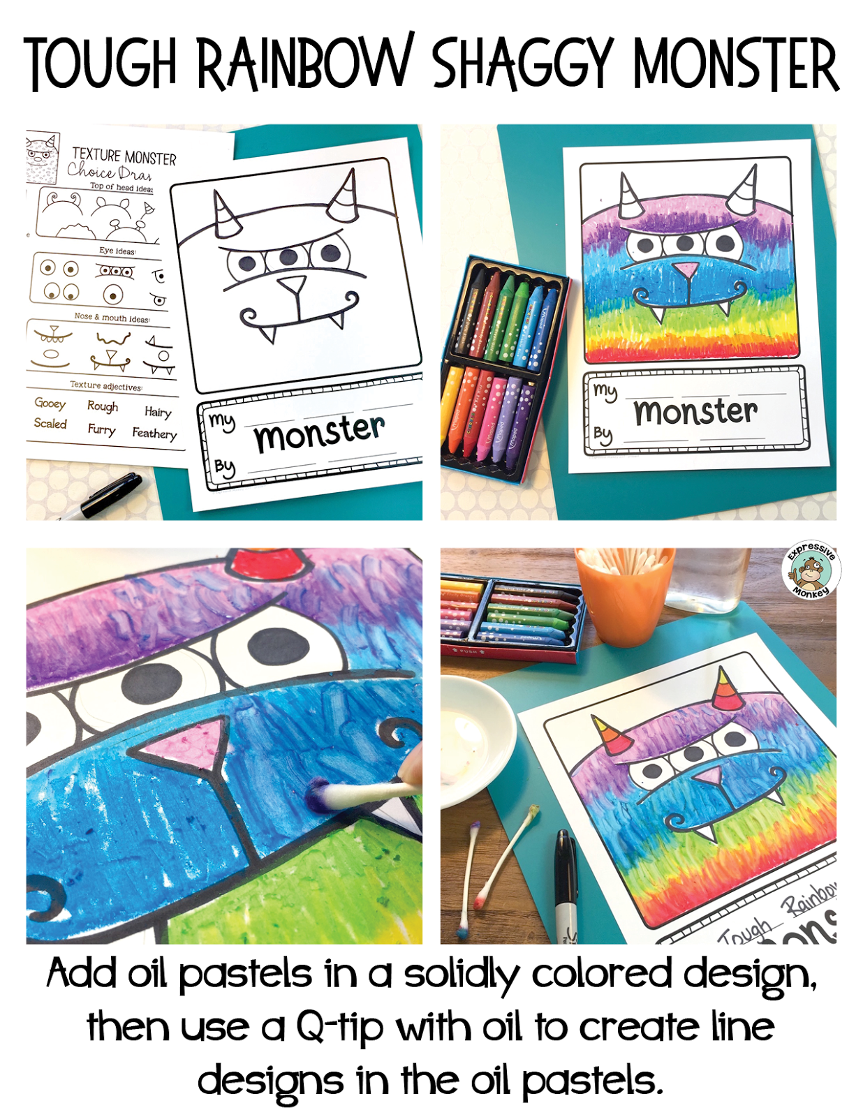Monster Drawing with Textures and Adjectives - Expressive Monkey