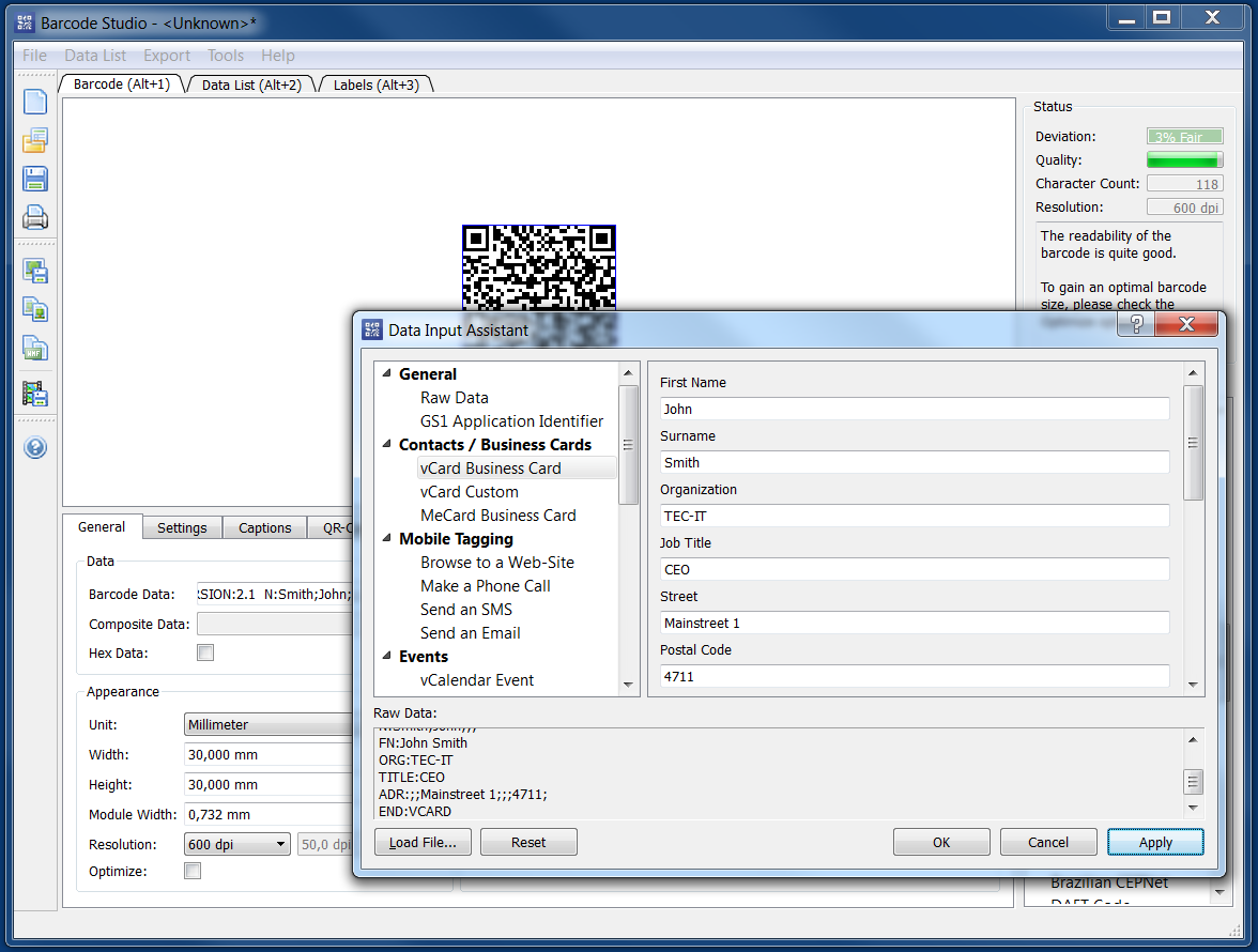 Update! Barcode Maker Software for QR-Code vCards and More