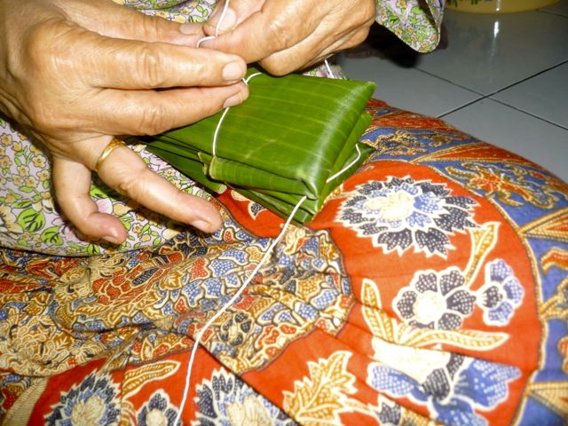The making of Burasak, a Bugis traditional food.
