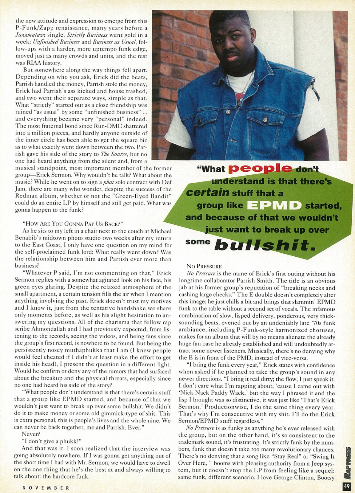HipHop-TheGoldenEra: Erick Sermon in Rap Pages Magazine - November 1993