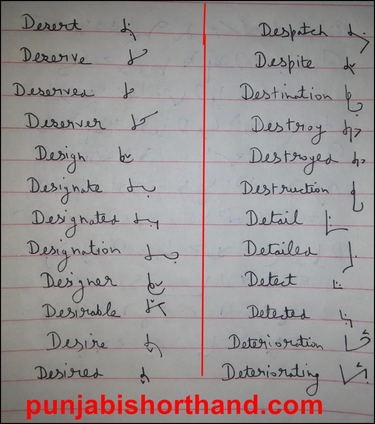 English Shorthand [D] Alphabet Outlines