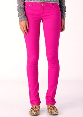 Little Black Cherry: Super Low Rise Hot Pink Scene Emo Girls Jeans